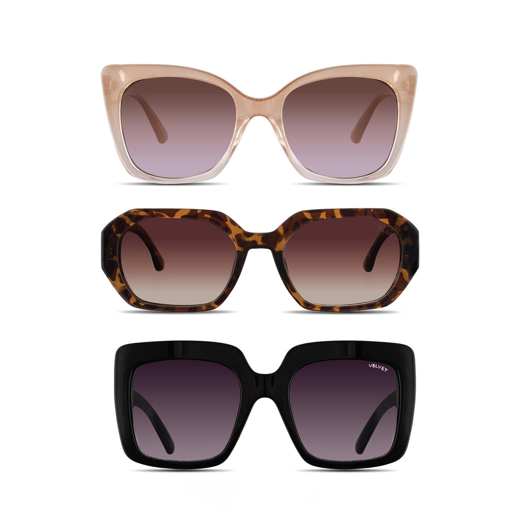 Velvet Eyewear® Round Face Shape Sunglass Style Box | Set of 3 Sunglasses