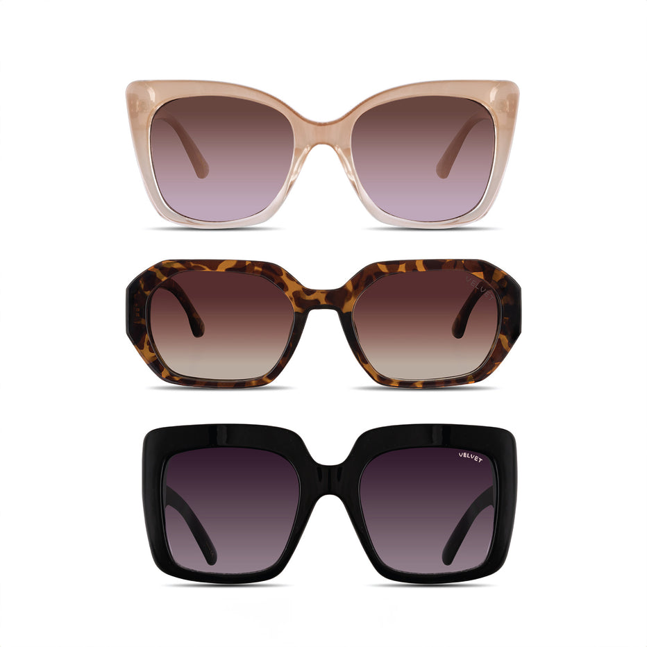 Velvet Eyewear® Round Face Shape Sunglass Style Box | Set of 3 Sunglasses